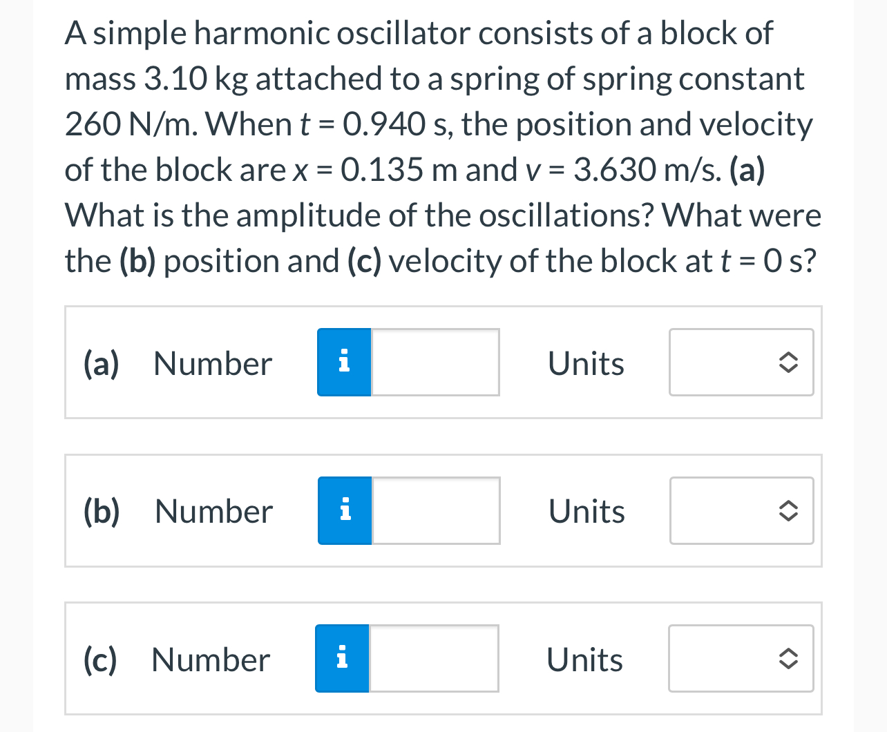 Solved A simple harmonic oscillator consists of ﻿a block | Chegg.com