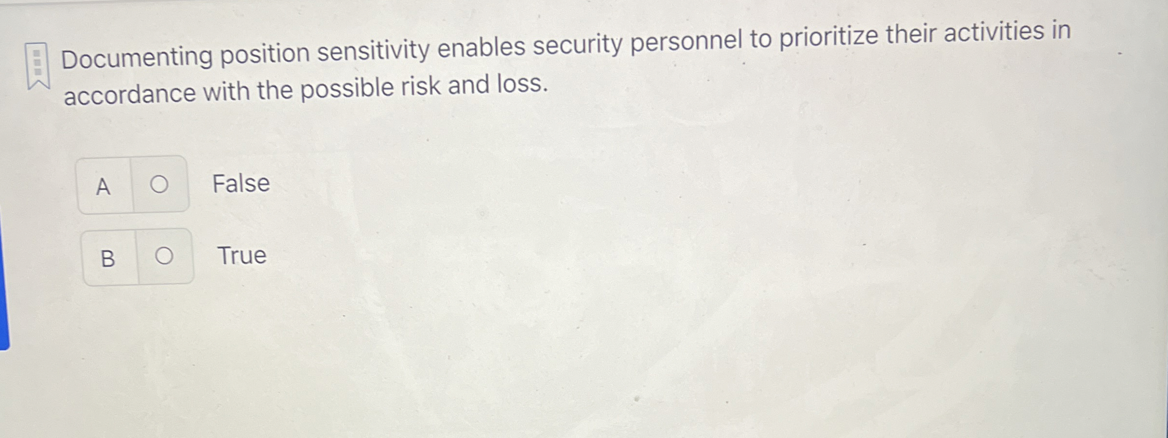 Solved Documenting position sensitivity enables security | Chegg.com