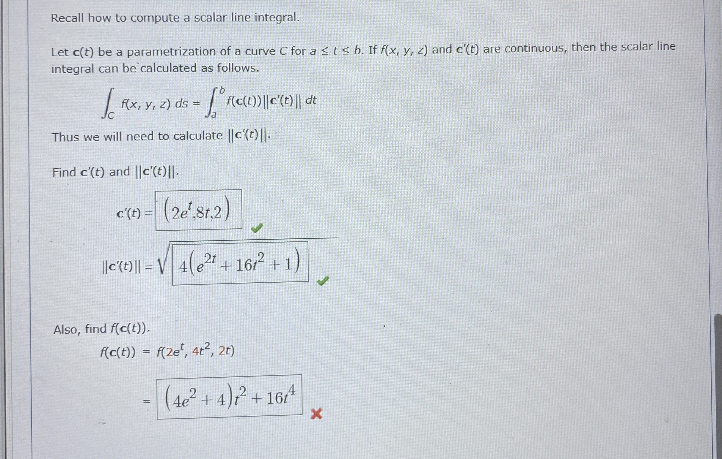 Recall how to compute a scalar line integral.Let c(t) | Chegg.com