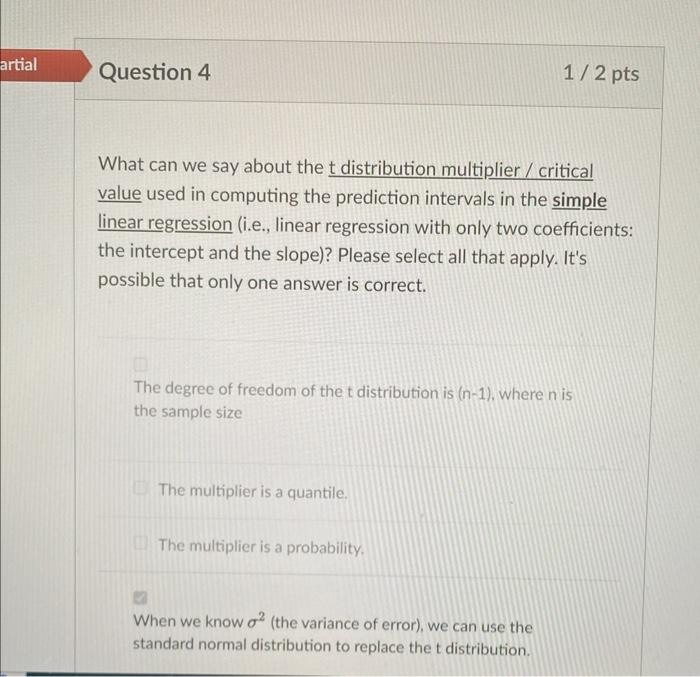 Solved What can we say about the t distribution multiplier / | Chegg.com
