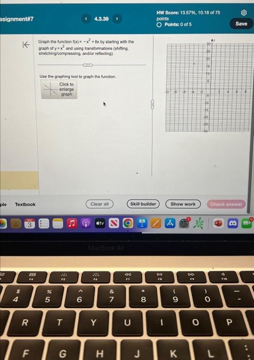Solved Graph the functise f(x)=−x2+8x by starting wth the | Chegg.com