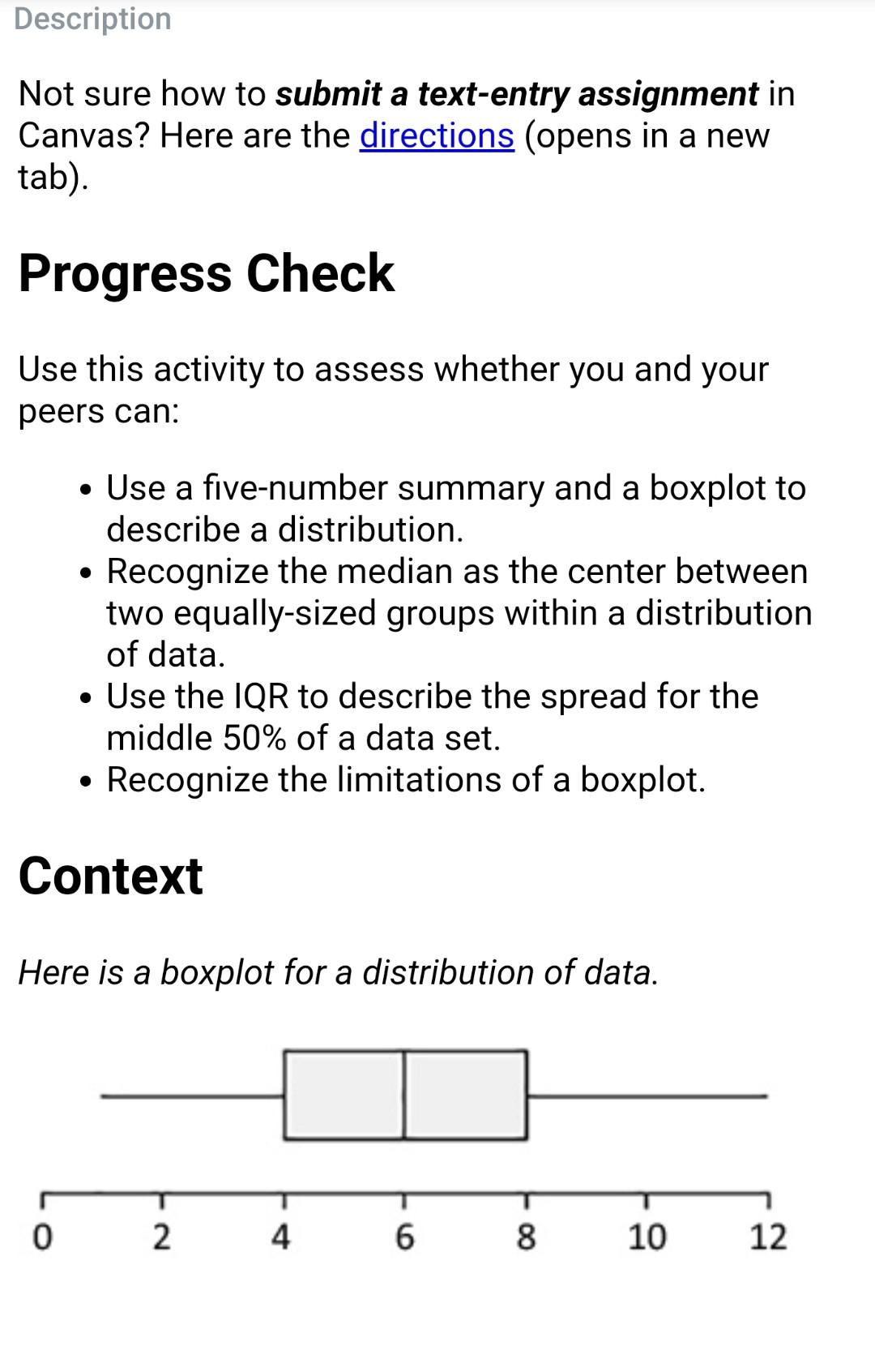 Solved Context Here is a boxplot for a distribution of data. | Chegg.com