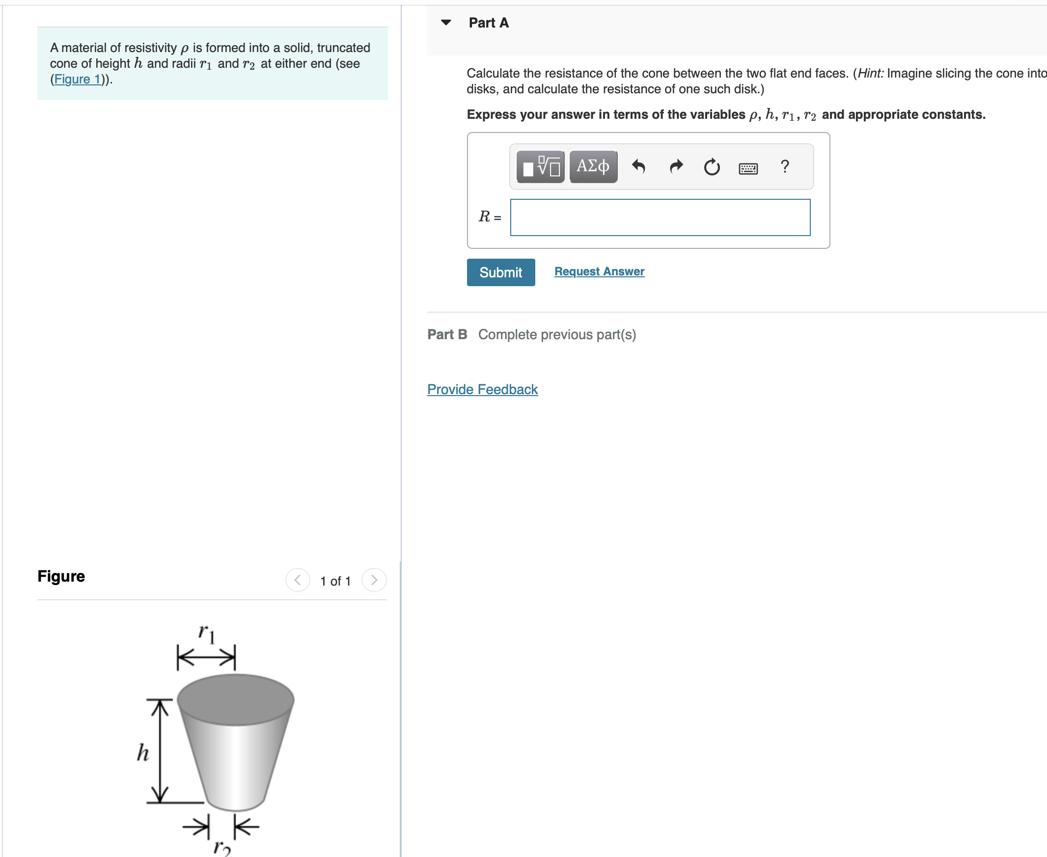 Solved A material of resistivity ρ ﻿is formed into a solid, | Chegg.com