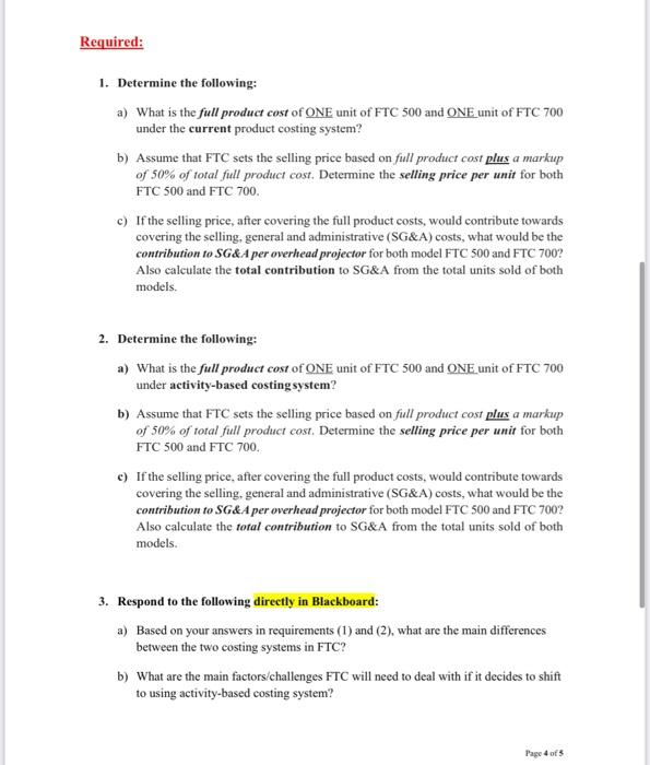 Solved Future Technology Company (FTC) manufactured several | Chegg.com
