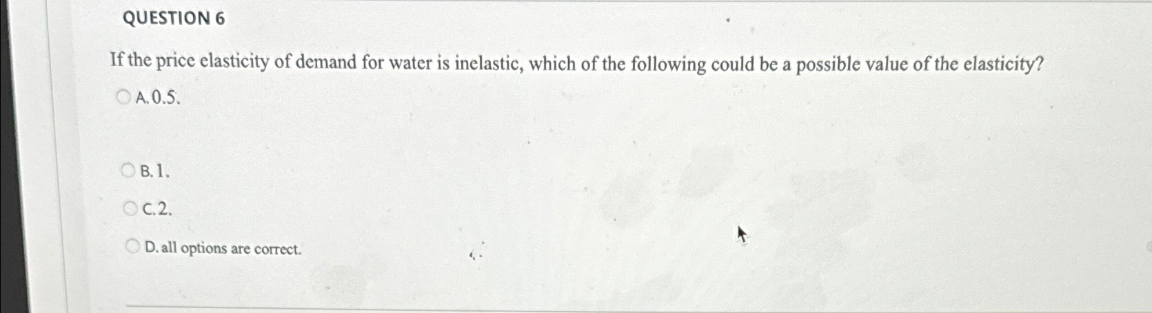 Solved QUESTION 6If the price elasticity of demand for water | Chegg.com