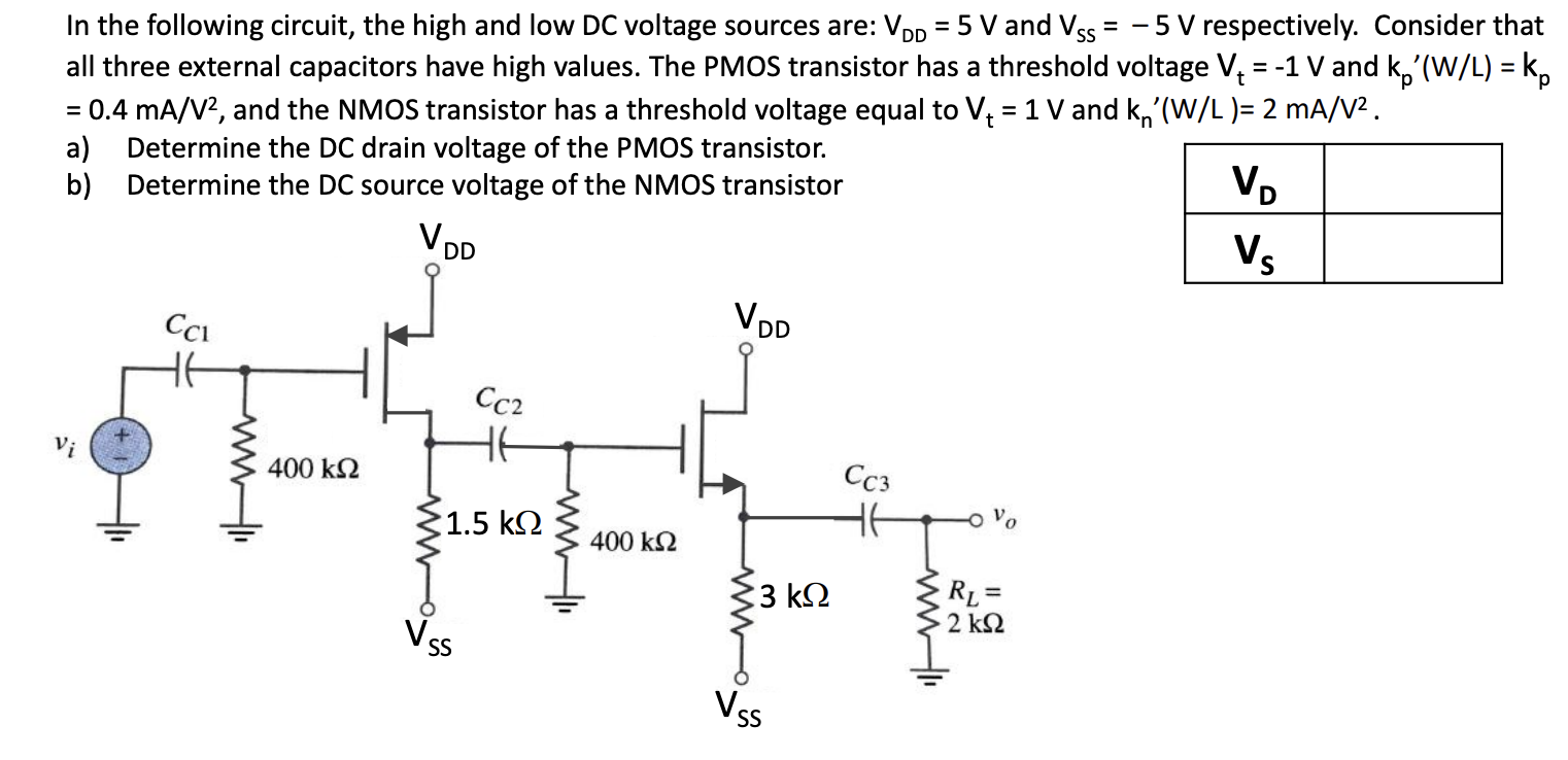 In the following circuit, the high and low DC | Chegg.com