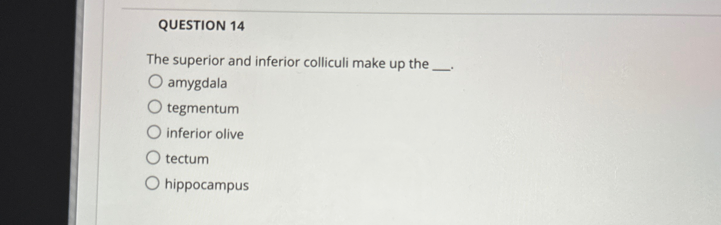 Solved QUESTION 14The superior and inferior colliculi make | Chegg.com