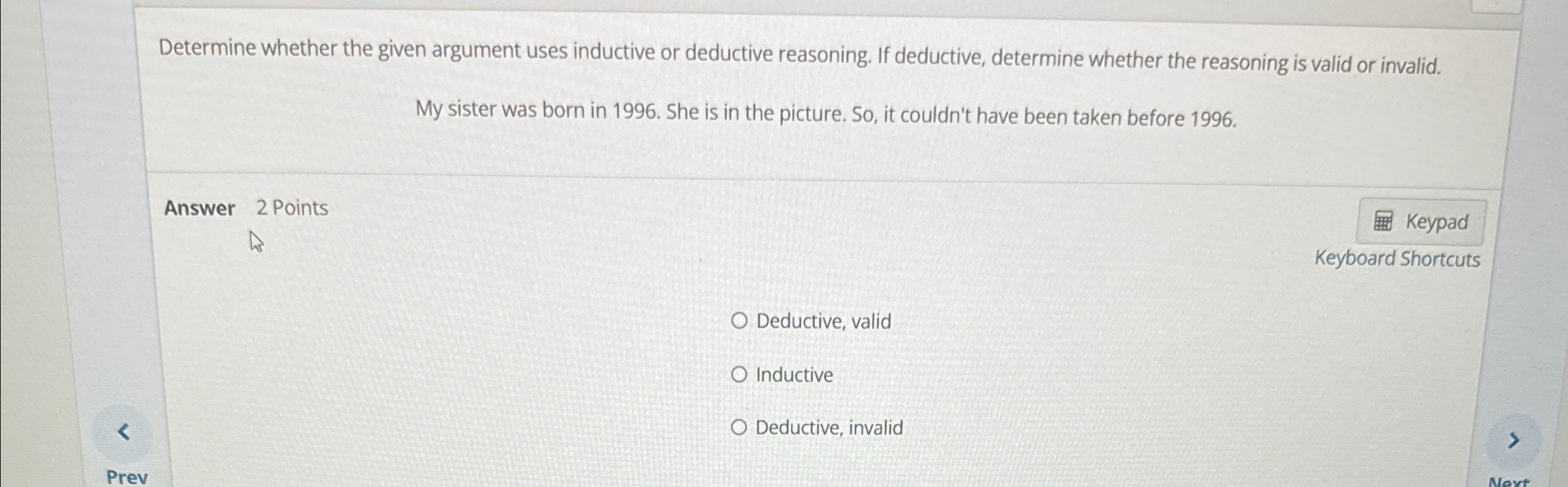 Solved Determine whether the given argument uses inductive | Chegg.com