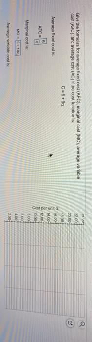 Solved Give the formulas for average fixed cost (AFC), | Chegg.com