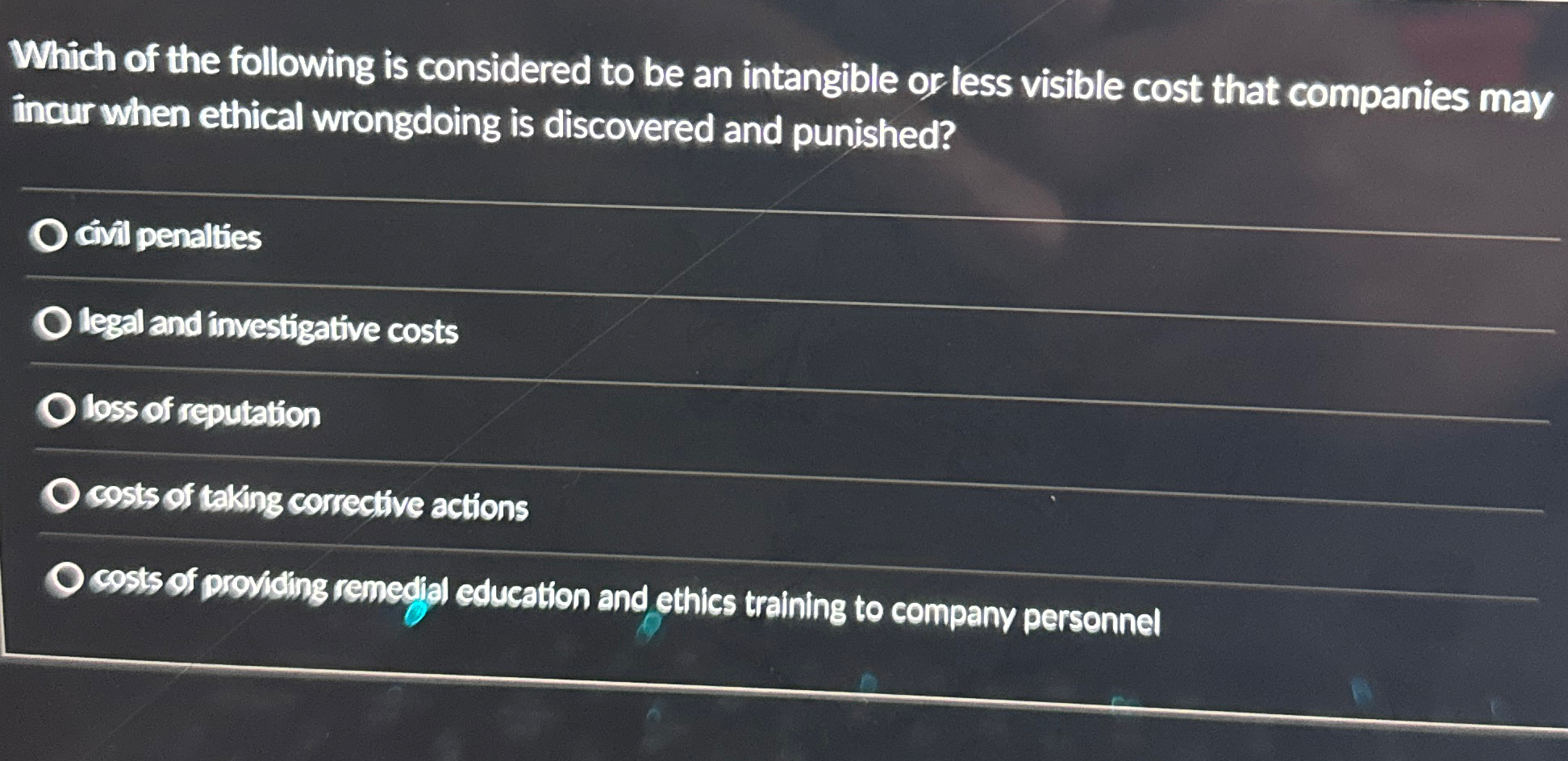 Solved Which of the following is considered to be an | Chegg.com