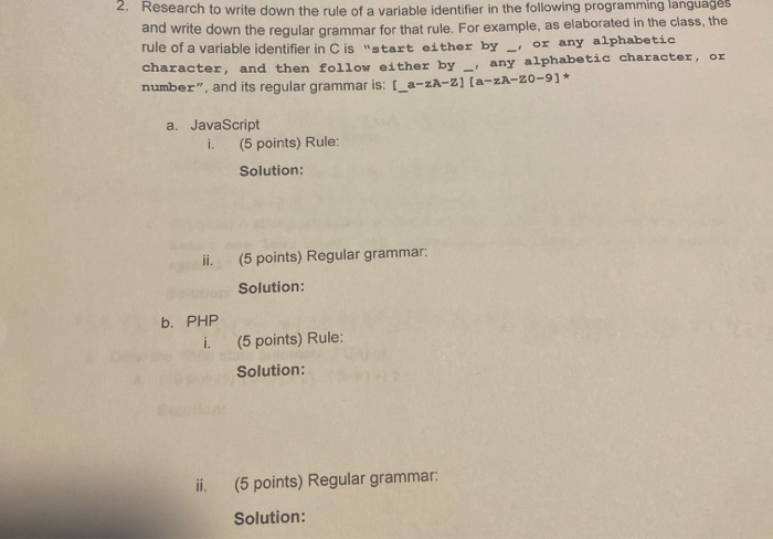 Solved 2. Research to write down the rule of a variable | Chegg.com