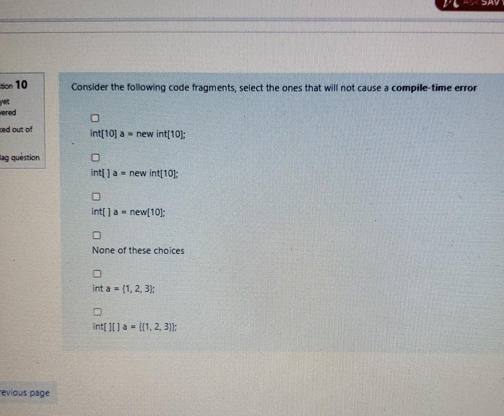 Solved stion 10 Consider the following code fragments, | Chegg.com