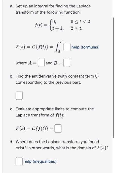 Solved a. Set up an integral for finding the Laplace | Chegg.com