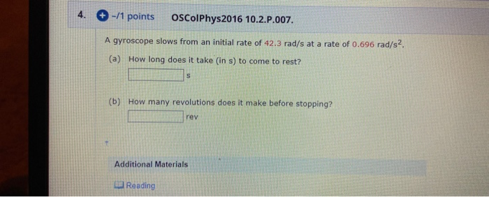 Solved 4 1 Points Oscolphys2016 10 2 P 007 A Gyroscope