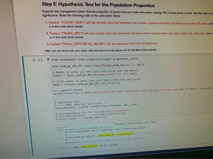 Step 5: Hypothesis Test for the Population Proportion | Chegg.com