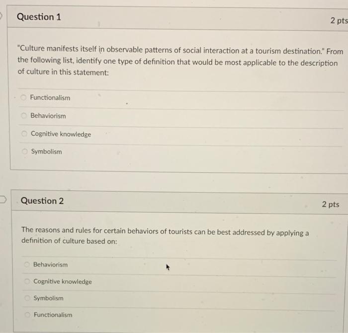 Solved "Culture manifests itself in observable patterns of | Chegg.com