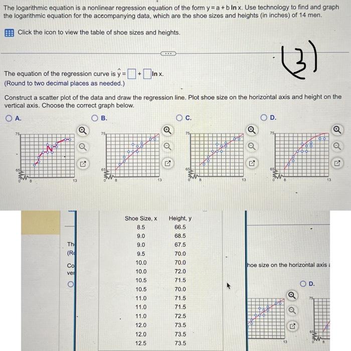 Solved Find the equation of the regression line for the | Chegg.com