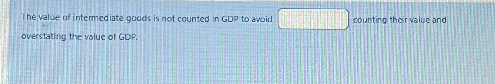 Solved The value of intermediate goods is not counted in GDP | Chegg.com