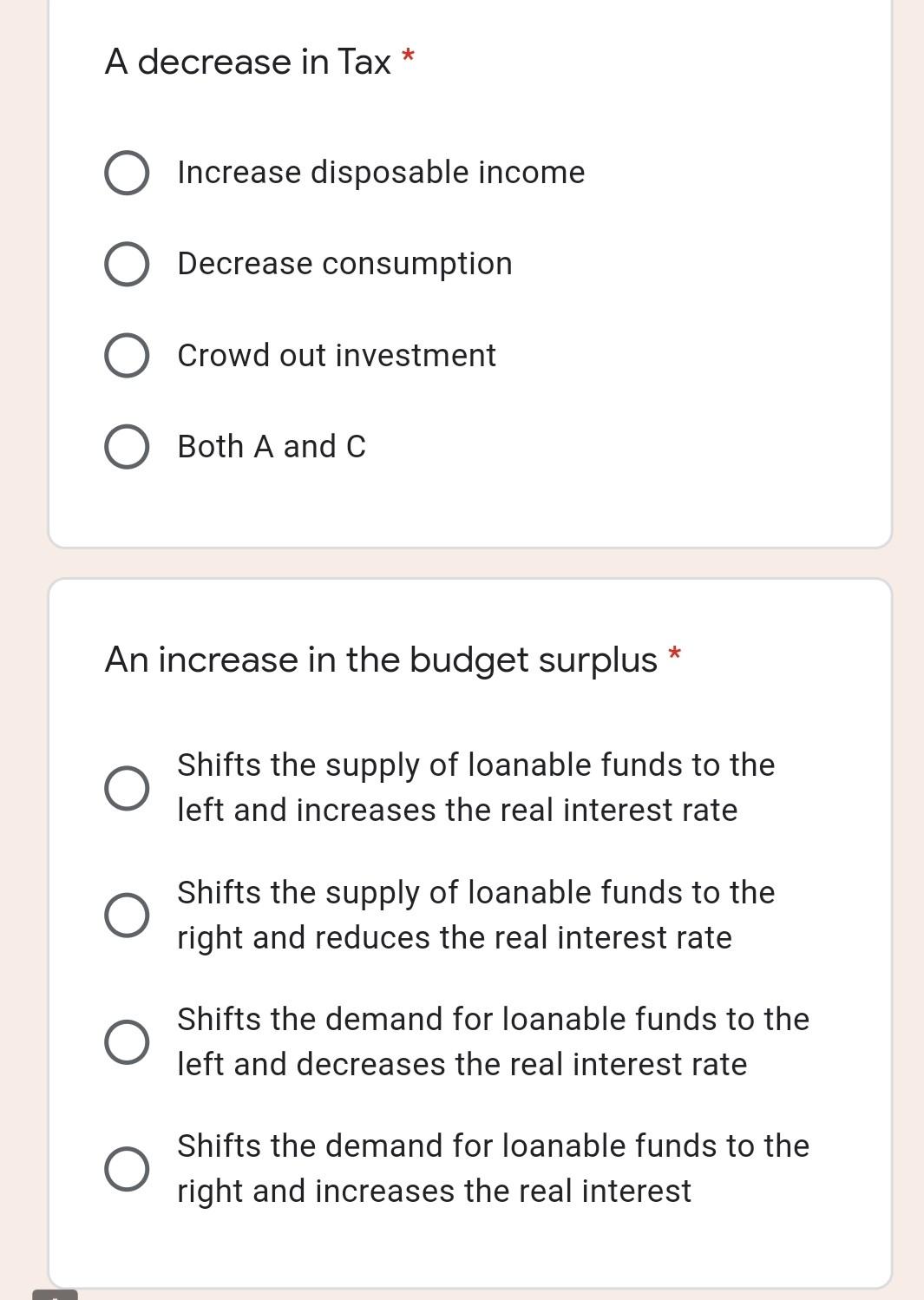 Solved * A decrease in Tax Increase disposable income | Chegg.com