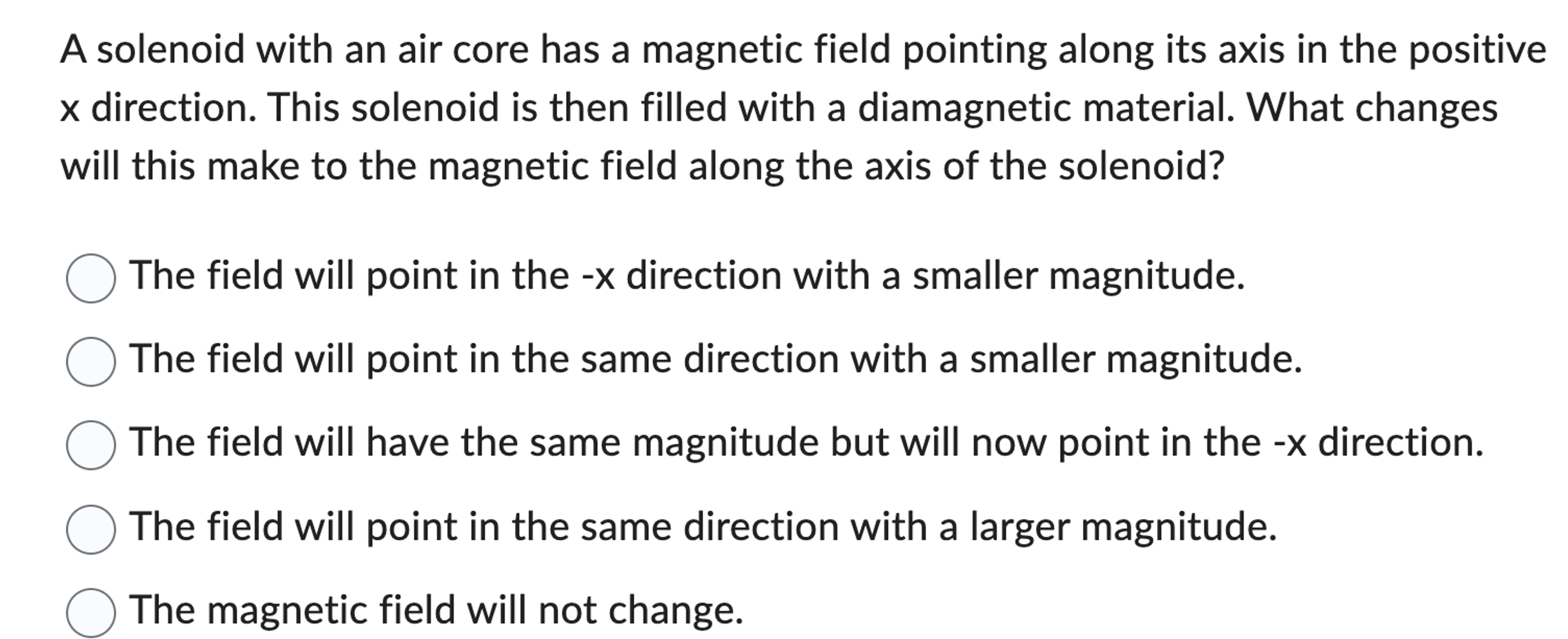 Solved A solenoid with an air core has a magnetic field | Chegg.com