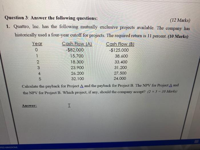 Solved Question 3: Answer the following questions: (12 | Chegg.com