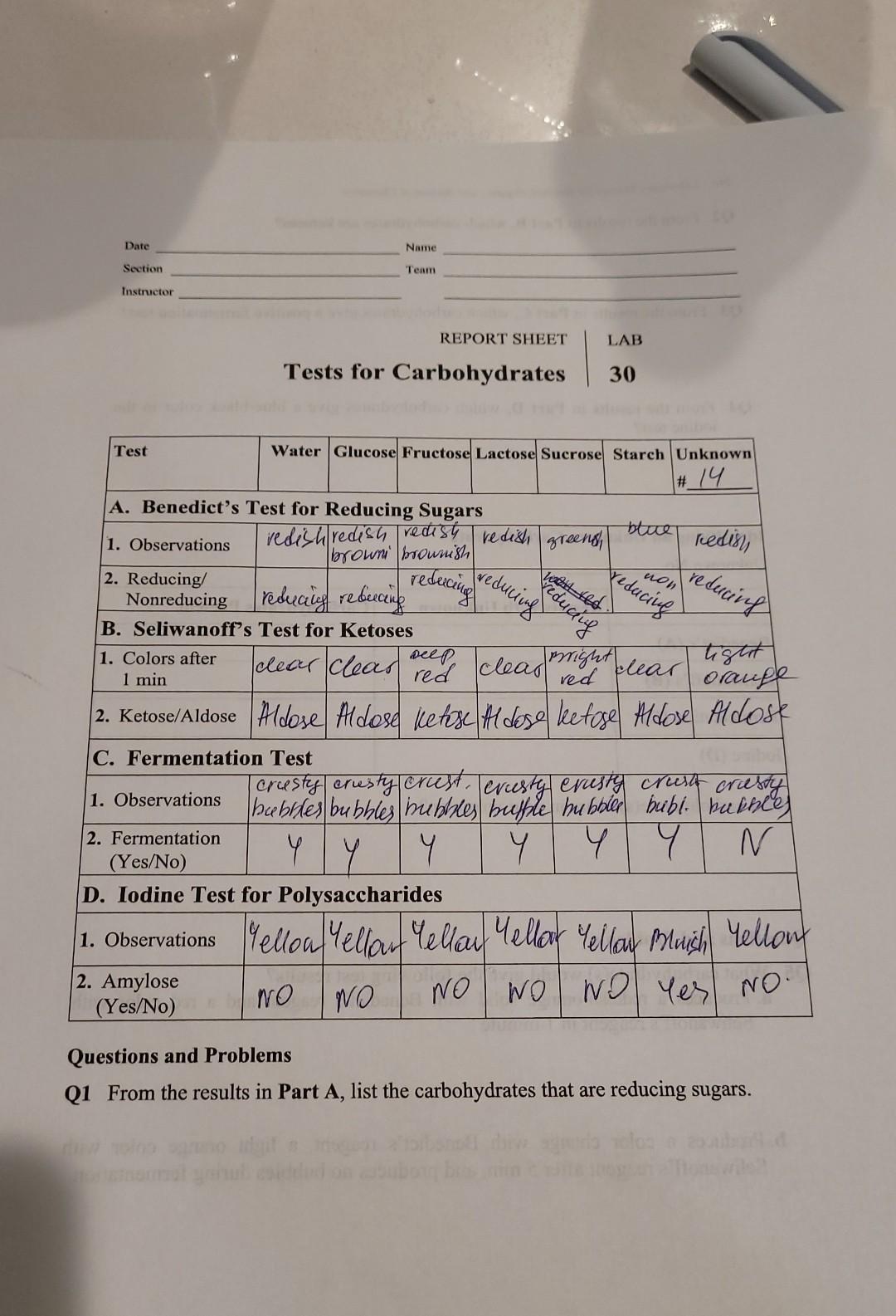 Solved Date Name Section Team Instructor REPORT SHEET LAB | Chegg.com