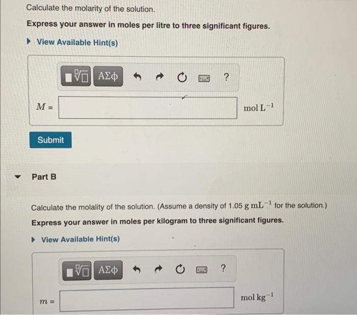 Solved a An aqueous KNO3 solution is made using 72.5 g of | Chegg.com