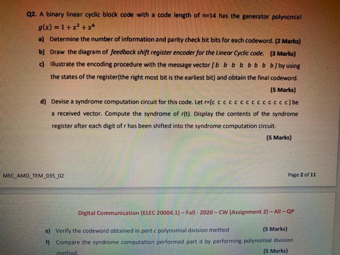 B 11011101 C 1001111 Answer Q E And F Q2 A 