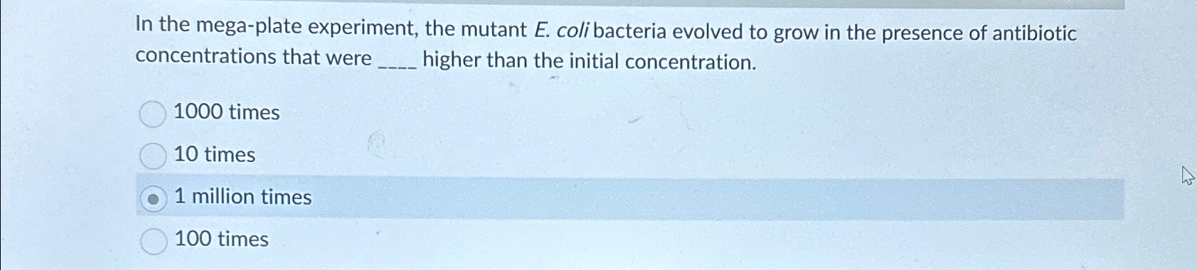 Solved In the mega-plate experiment, the mutant E. ﻿coli | Chegg.com