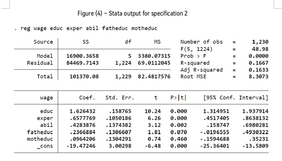 Solved 2. Use the Stata outputs presented in handout (1) to | Chegg.com