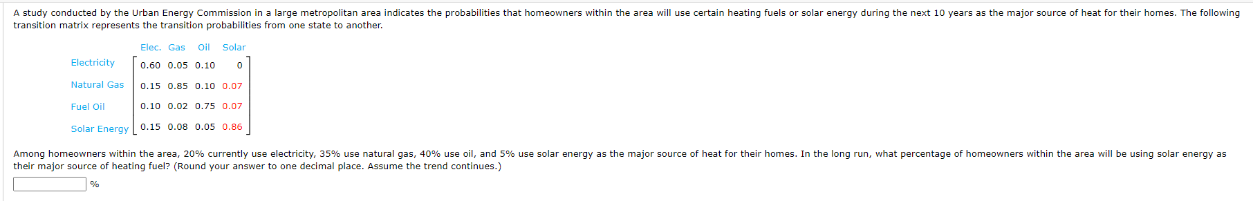 Solved transition matrix represents the transition | Chegg.com