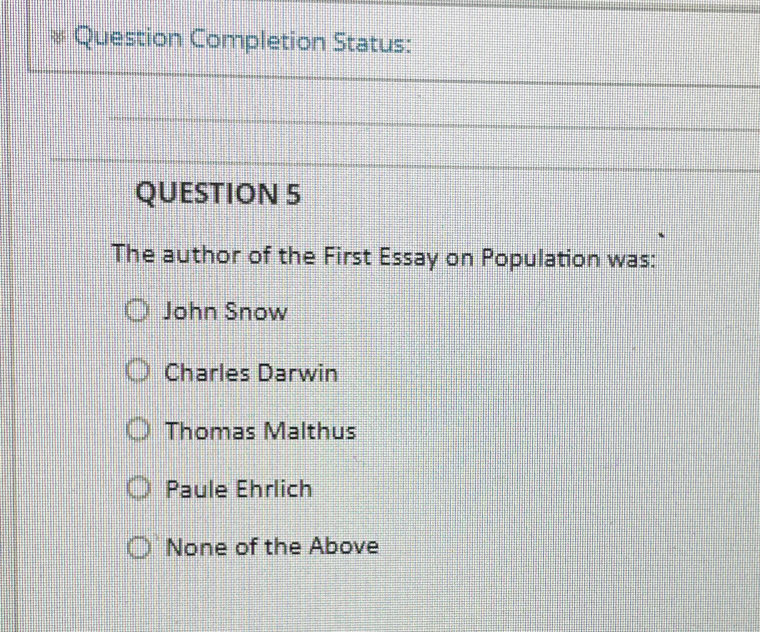 Solved Question Completion Status:QUESTION 5The author of | Chegg.com