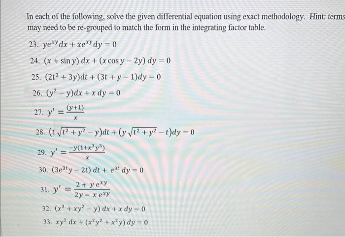 Solved In each of the following, solve the given | Chegg.com