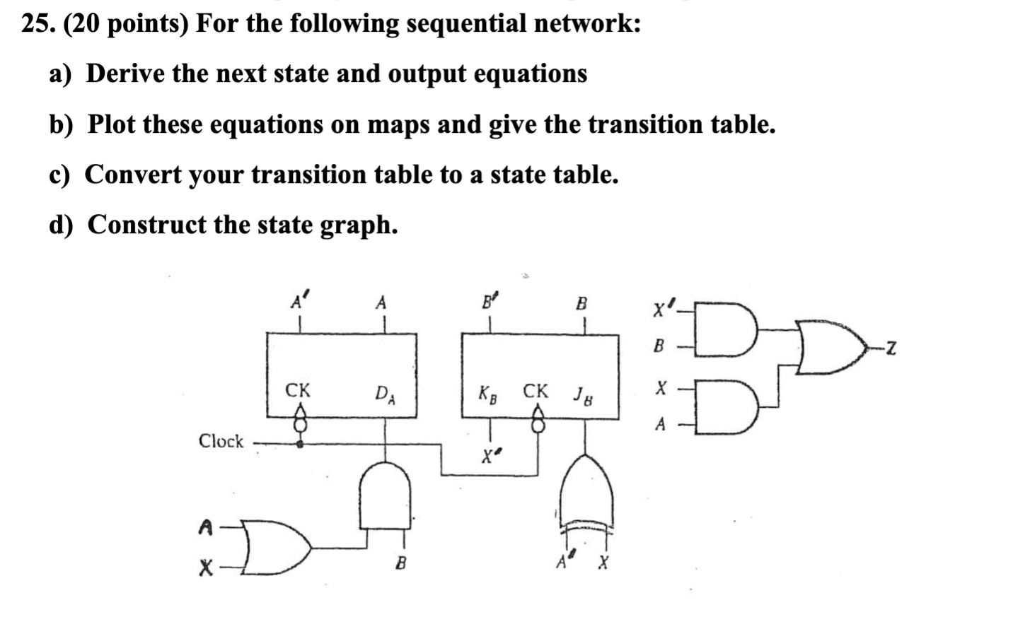 25. (20 ﻿points) ﻿For the following sequential | Chegg.com
