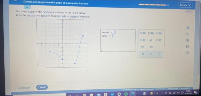 Solved Domain and range from the graph of a piecewise | Chegg.com