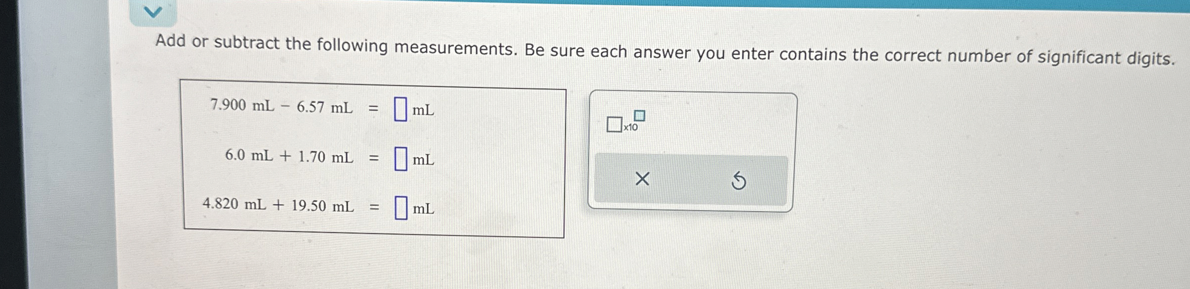 Solved Add or subtract the following measurements. Be sure | Chegg.com