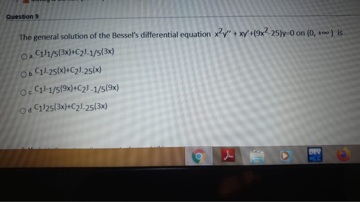Solved Question 9 The general solution of the Bessel's | Chegg.com