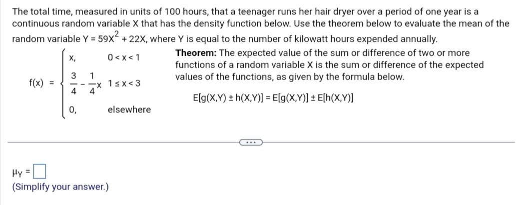 Solved The total time, measured in units of 100 hours, that | Chegg.com