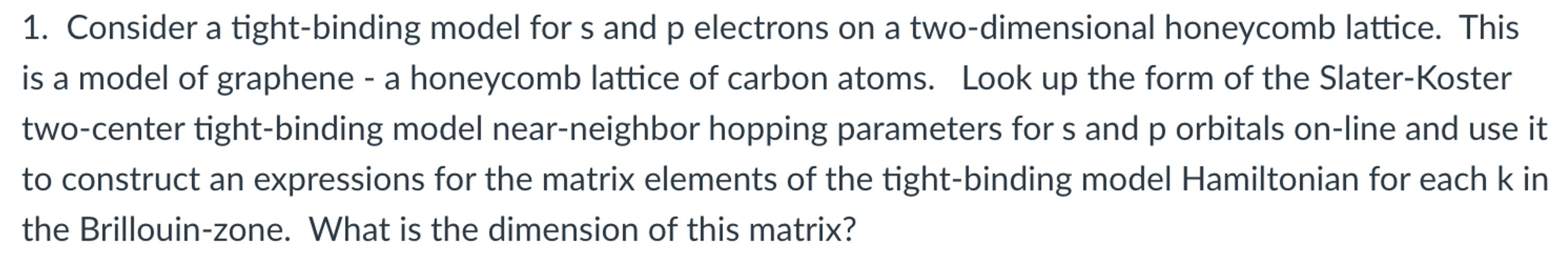 Solved Consider a tight-binding model for s ﻿and p | Chegg.com