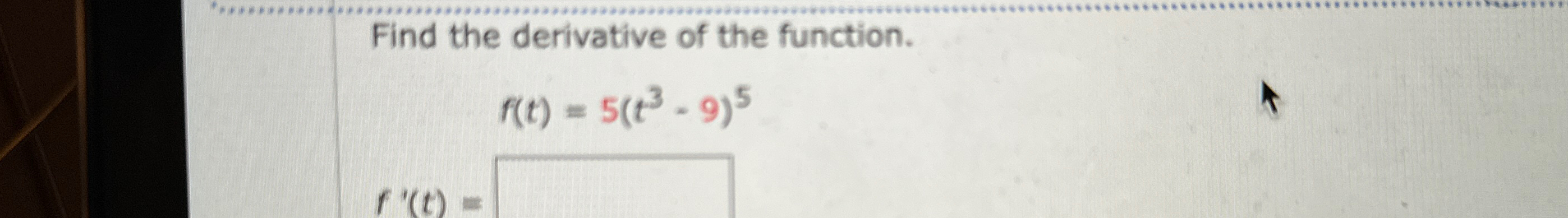Solved Find the derivative of the | Chegg.com