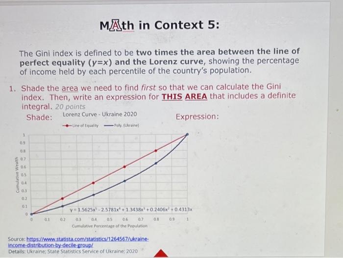 Solved MAth in Context 5: The Gini index is defined to be | Chegg.com