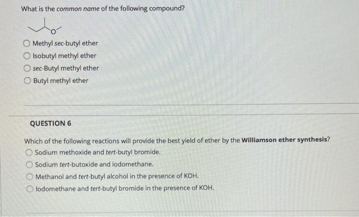 Solved What is the common name of the following compound? | Chegg.com