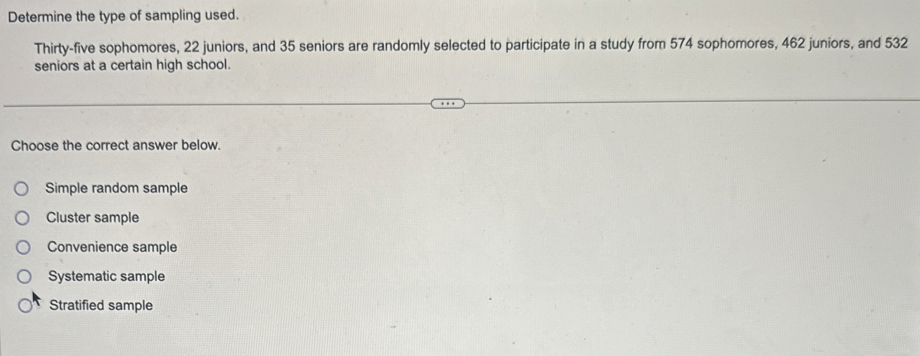 Determine the type of sampling used.Thirty-five | Chegg.com
