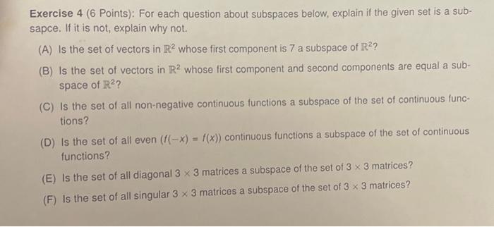 Solved Exercise 4 ( 6 Points): For each question about | Chegg.com