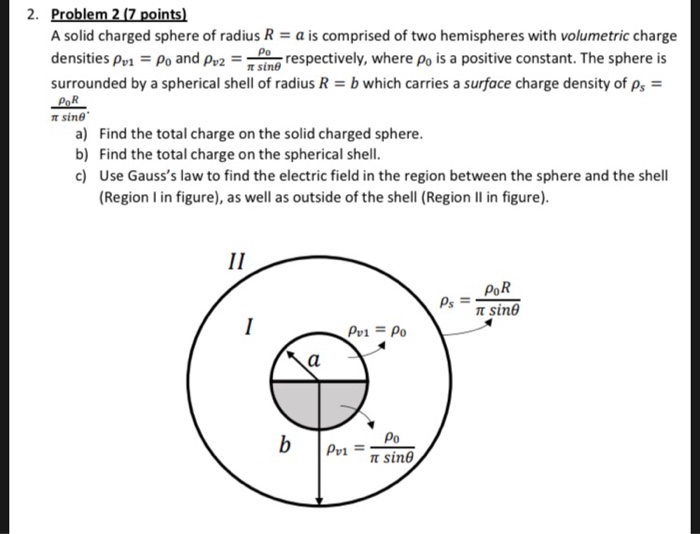 Solved 2. Problem 2 17 points) A solid charged sphere of | Chegg.com
