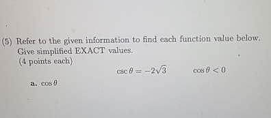 Solved (5) ﻿Refer to the given information to find each | Chegg.com