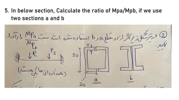 Solved 5. In below section, Calculate the ratio of Mpa/Mpb, | Chegg.com