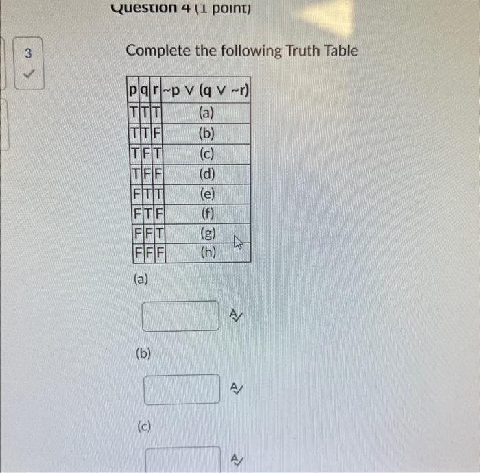 Solved Complete the following Truth Table (a) AV (b) A (c) | Chegg.com