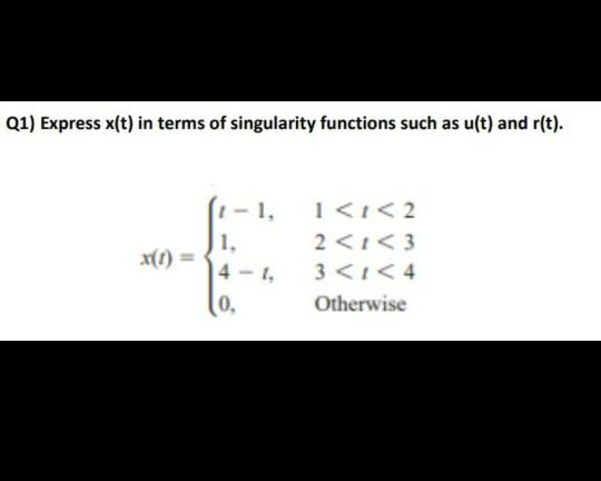 Solved Express x(t) in terms of singularity functions such | Chegg.com