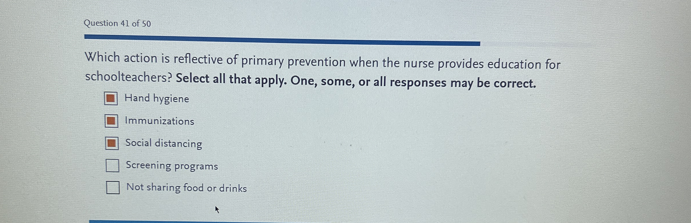 Question 41 ﻿of 50Which action is reflective of | Chegg.com